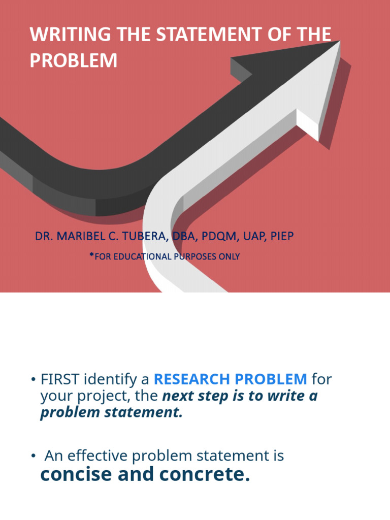 Writing The Statement of The Problem | PDF | Scientific Method | Cognition