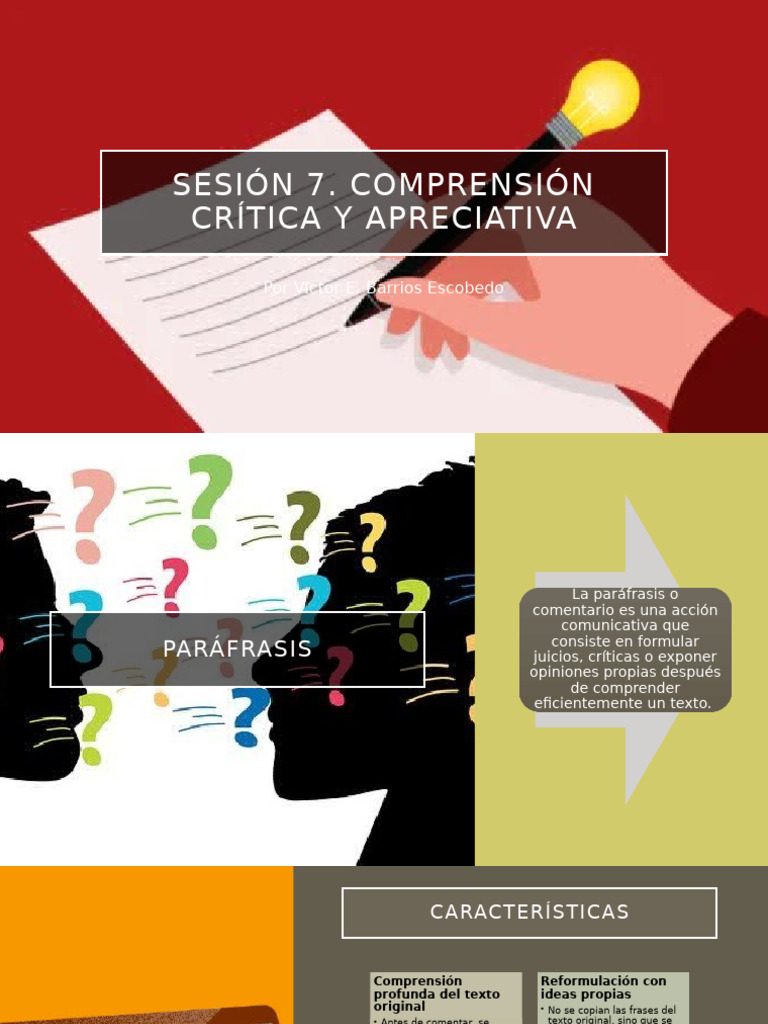 Sesión 7. Comprensión Crítica y Apreciativa | PDF | Memoria | Procesos ...