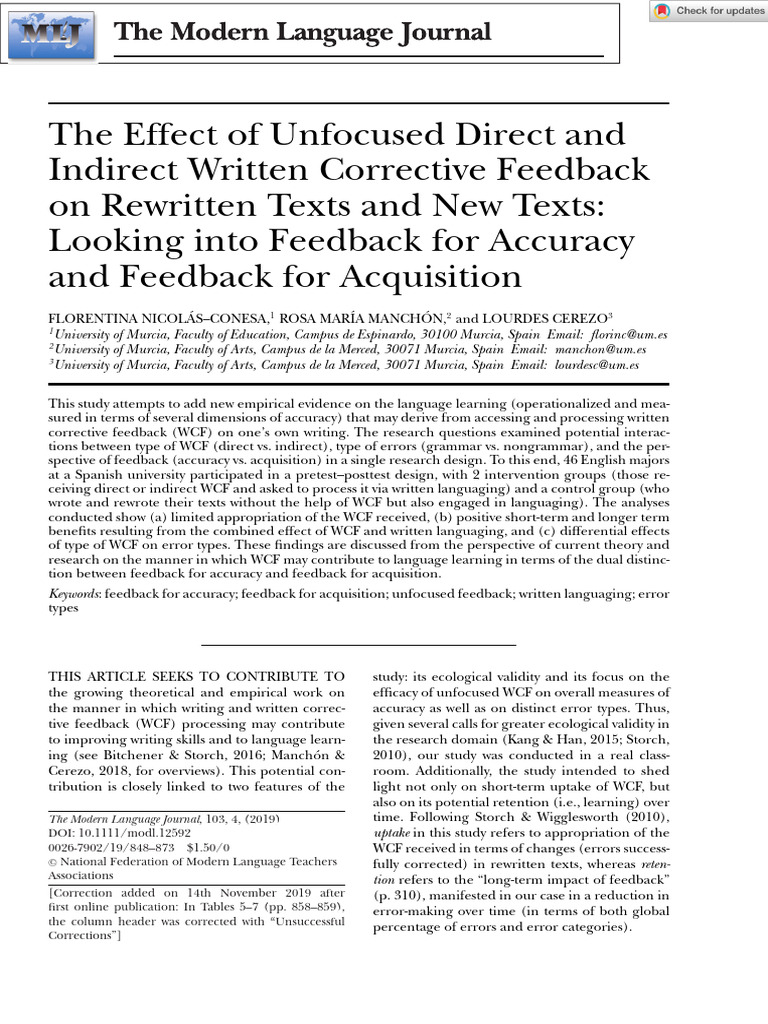 The Modern Language Journal - 2019 - NICOLÁS–CONESA - The Effect of ...
