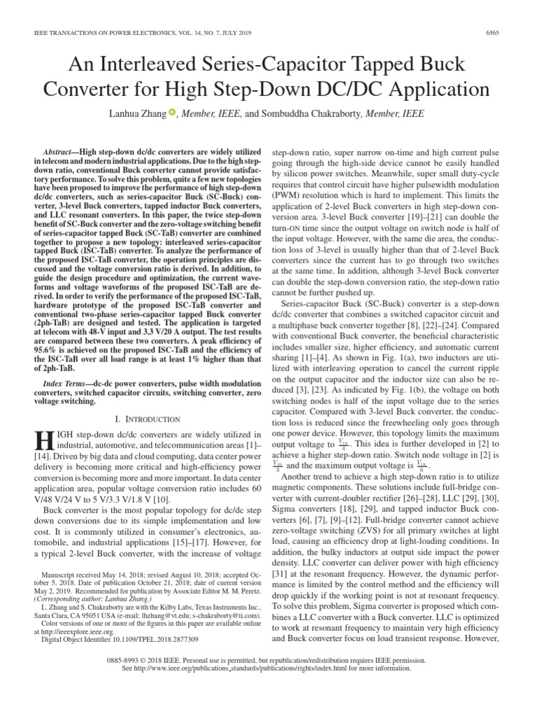 Interleaved Series-Capacitor Buck Converter | PDF | Direct Current ...