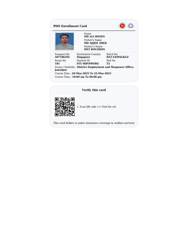 PDO Enrollment Card Details | PDF