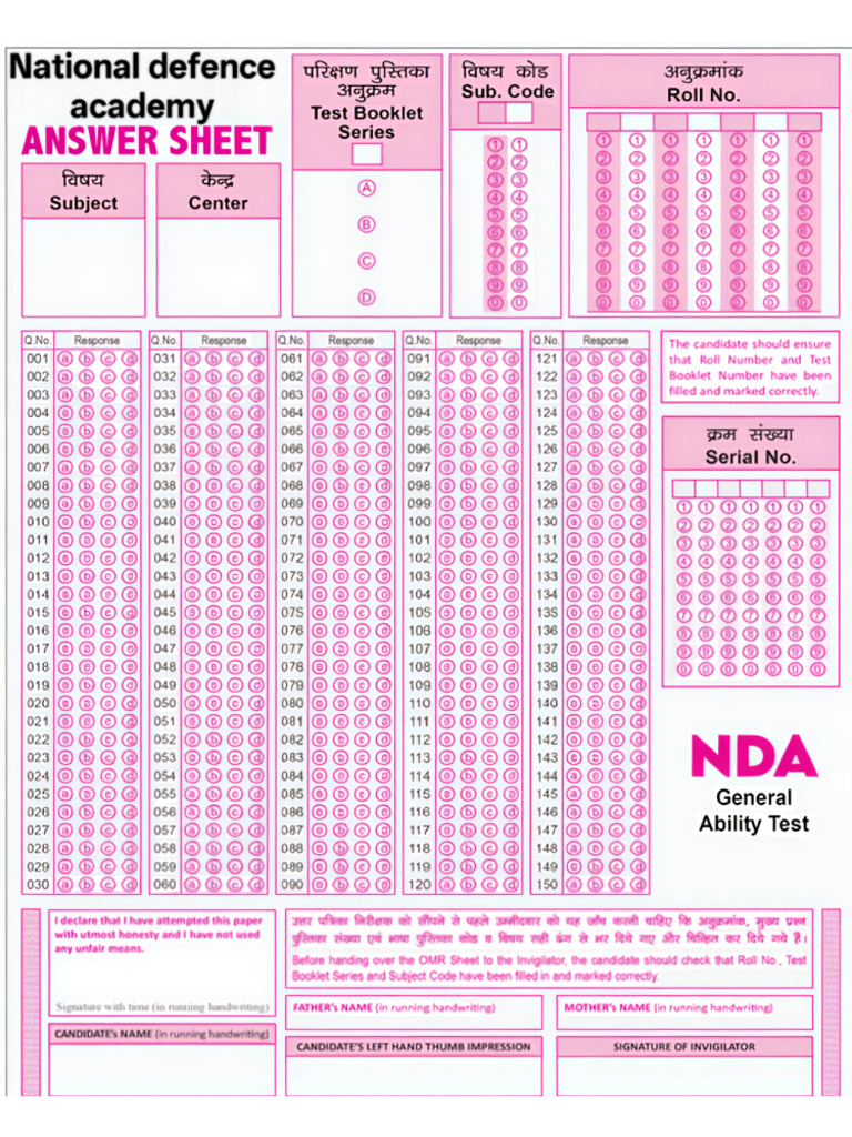 NDA OMR SHEETS | PDF