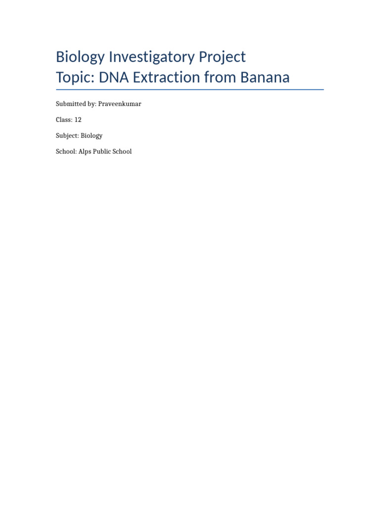 Structured Banana DNA Extraction Project | PDF | Genetics | Gene