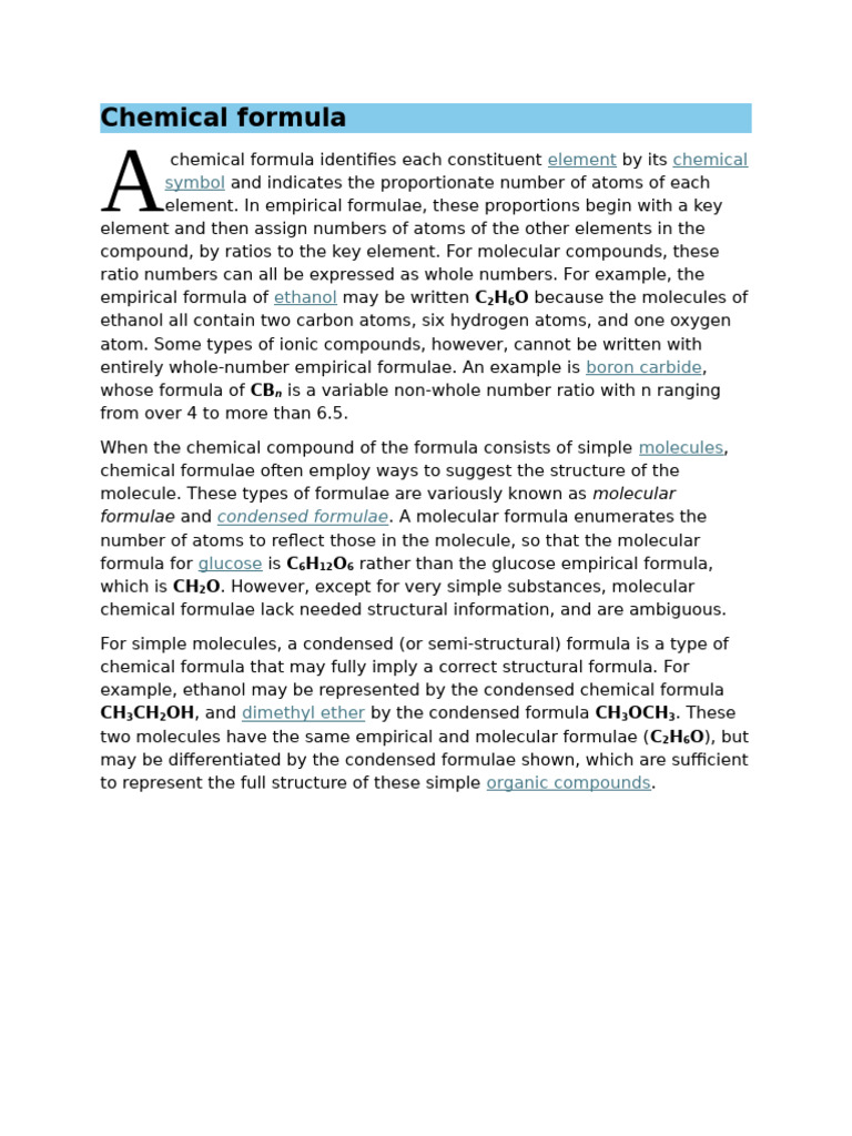 Understanding Chemical Formulas | PDF