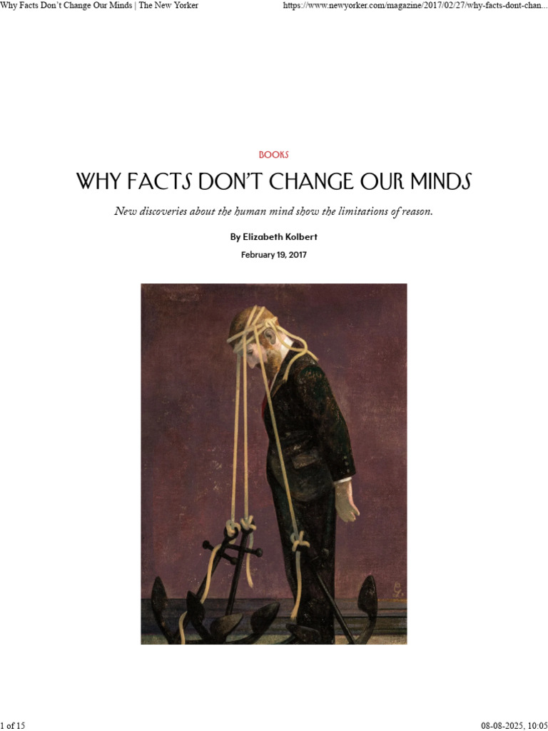 Why Facts Don't Change Our Minds - The New Yorker | PDF | Reason | Mind