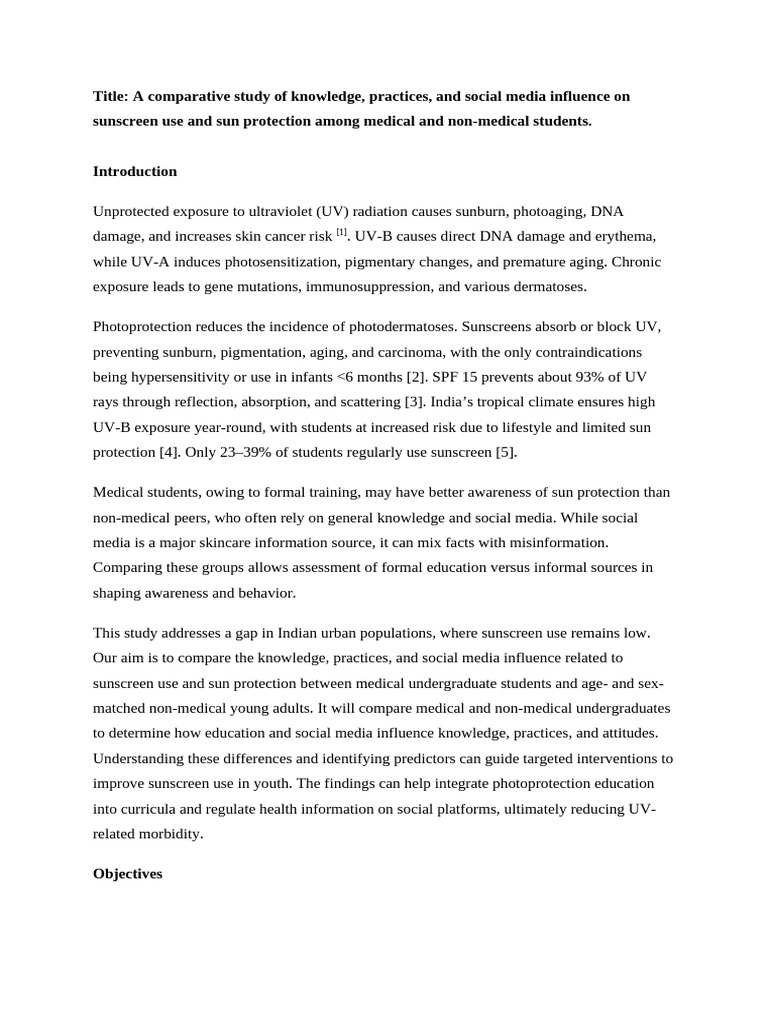 Pre Final Draft | PDF | Ultraviolet | Sunscreen