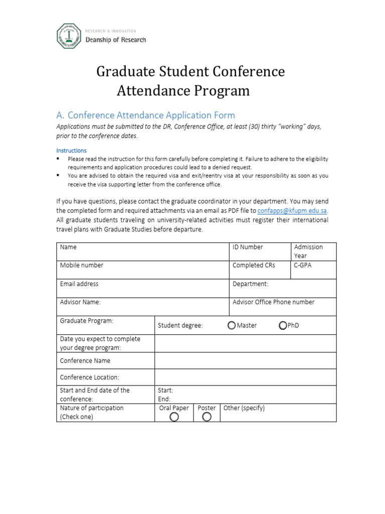 Graduate Student Conference Application Guide | PDF | Travel Visa