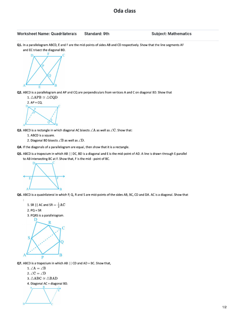 Quadrilateral Worksheet | PDF