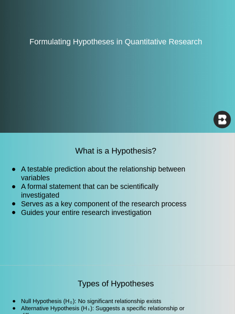 Formulating Hypotheses in Quantitative Research 1 | PDF | Hypothesis | Null Hypothesis