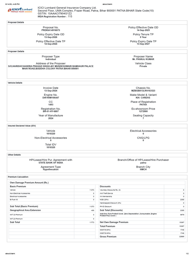 Prd Kia 14916073 | PDF | Insurance | Business Law