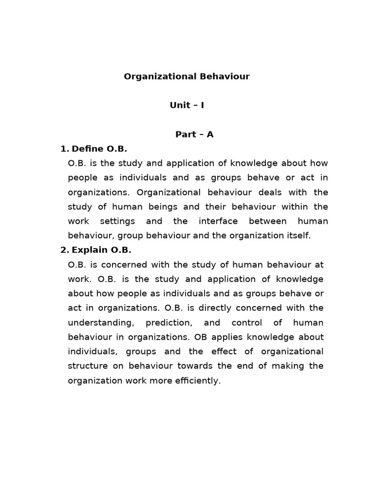 Ob Importance | PDF | Job Satisfaction | Organizational Behavior