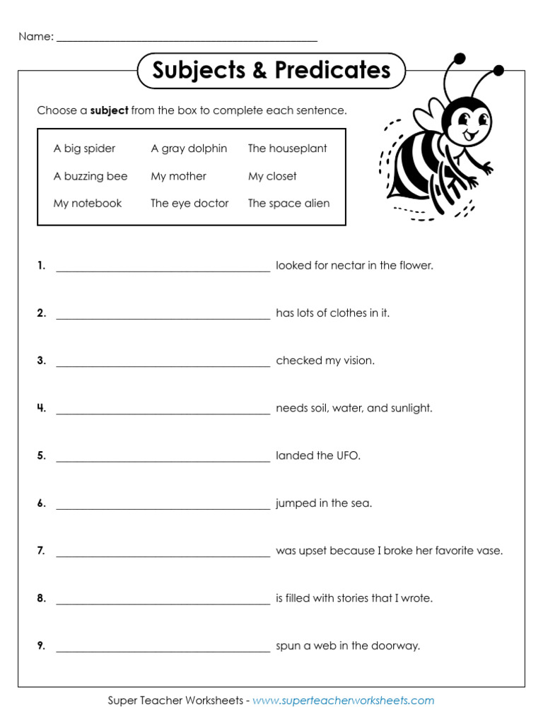 Subject Predicate Word Box Wdwmn Pdf