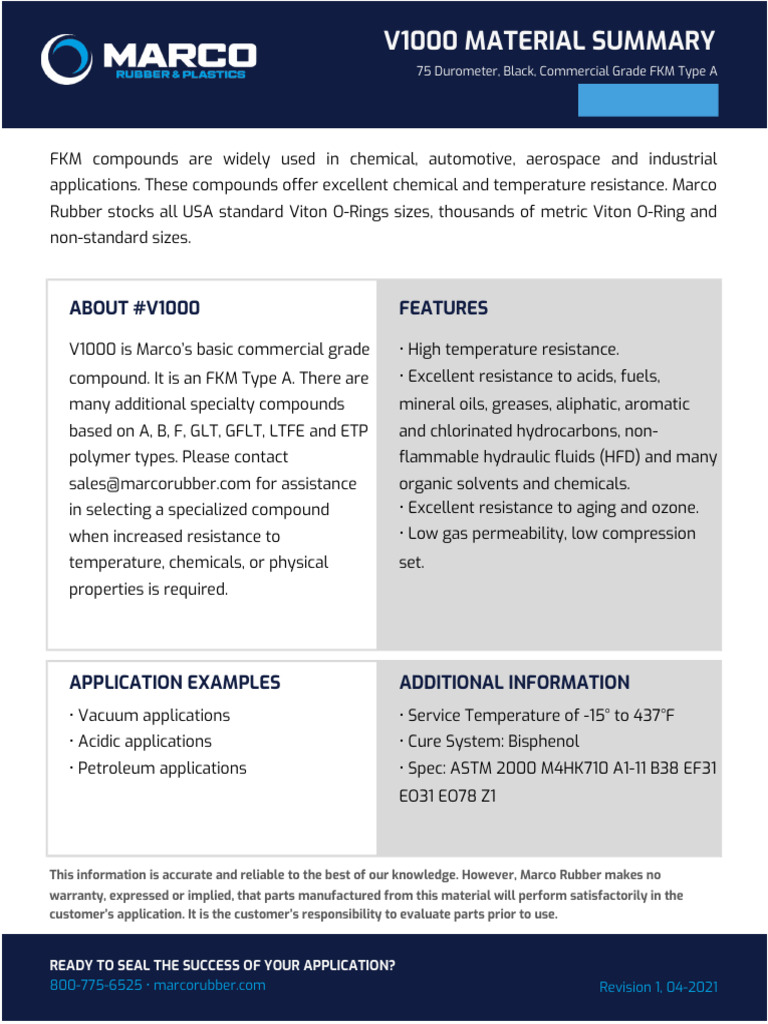 Marco Material Datasheet V1000 | PDF | Applied And Interdisciplinary Physics | Materials
