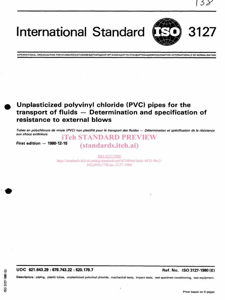 Iso 3127 1980 | PDF | Pipe (Fluid Conveyance) | International ...