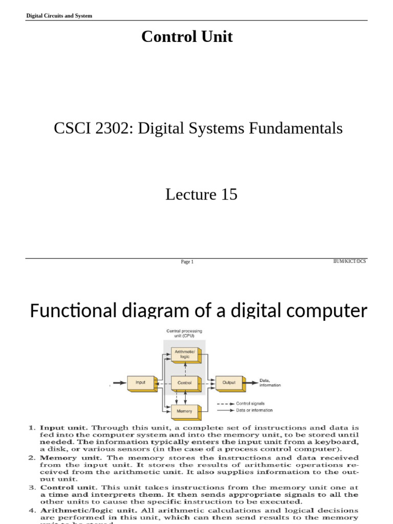 CSCI 2302 L15 Control Unit | PDF | Computer Data Storage | Read Only Memory