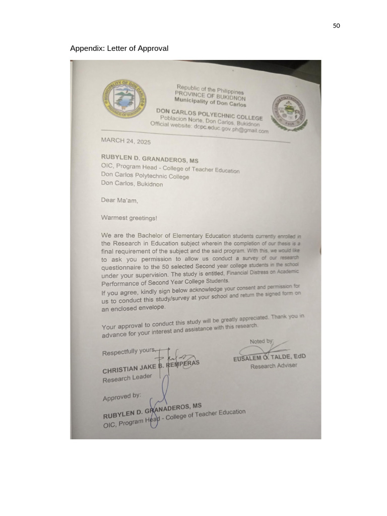 Letter of Approval | PDF