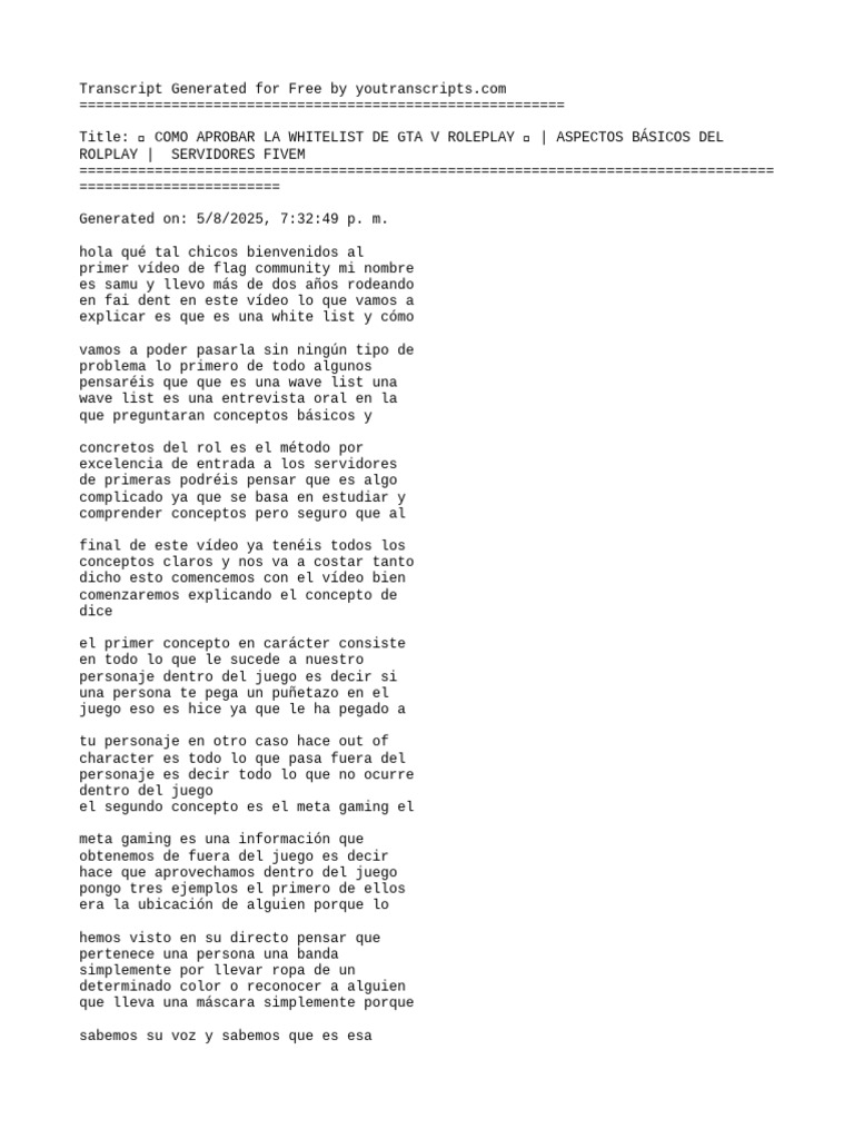 Como Aprobar La Whitelist de Gta V Roleplay Aspectos Bsicos Del Rolplay ...