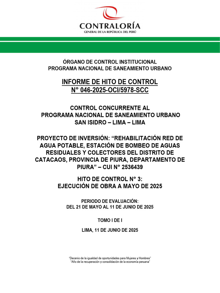 Hito de Control 046-2025 Catacaos | PDF | Materiales transparentes | Agua