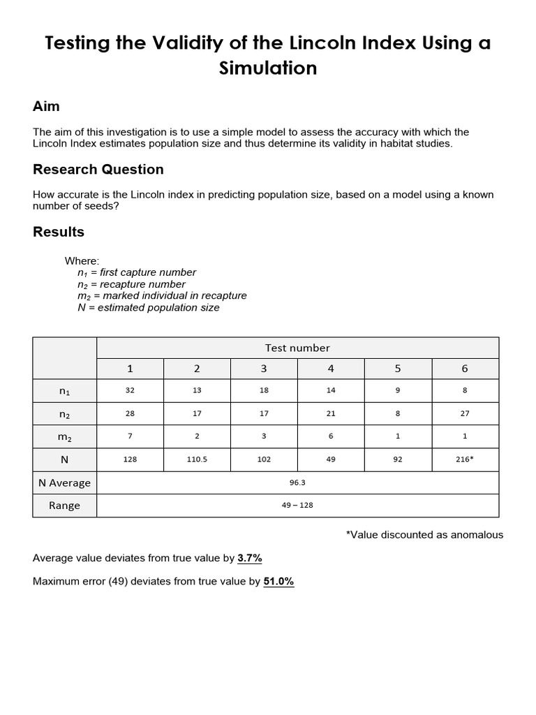 Validating the Lincoln Index Accuracy | PDF | Accuracy And Precision ...