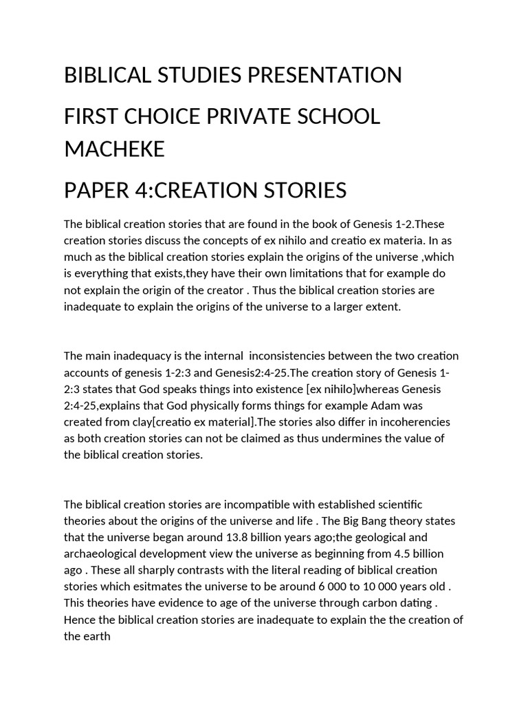 Biblical Studies Presentation | PDF | Creationism | Genesis Creation ...