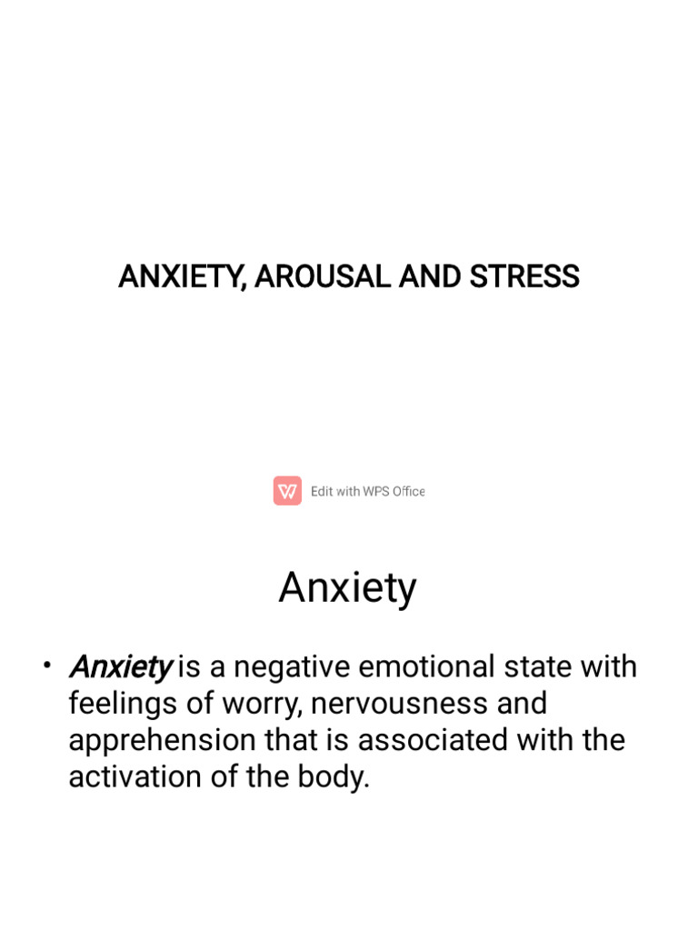 Anxiety, Arousal and Stress | PDF | Anxiety | Stress (Biology)