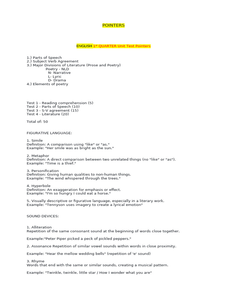 GR 7 1stq Exam Pointers | PDF