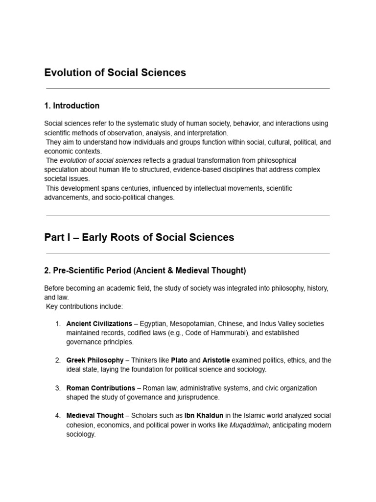 Evolution of Social Sciences | PDF | Social Sciences | Sociology