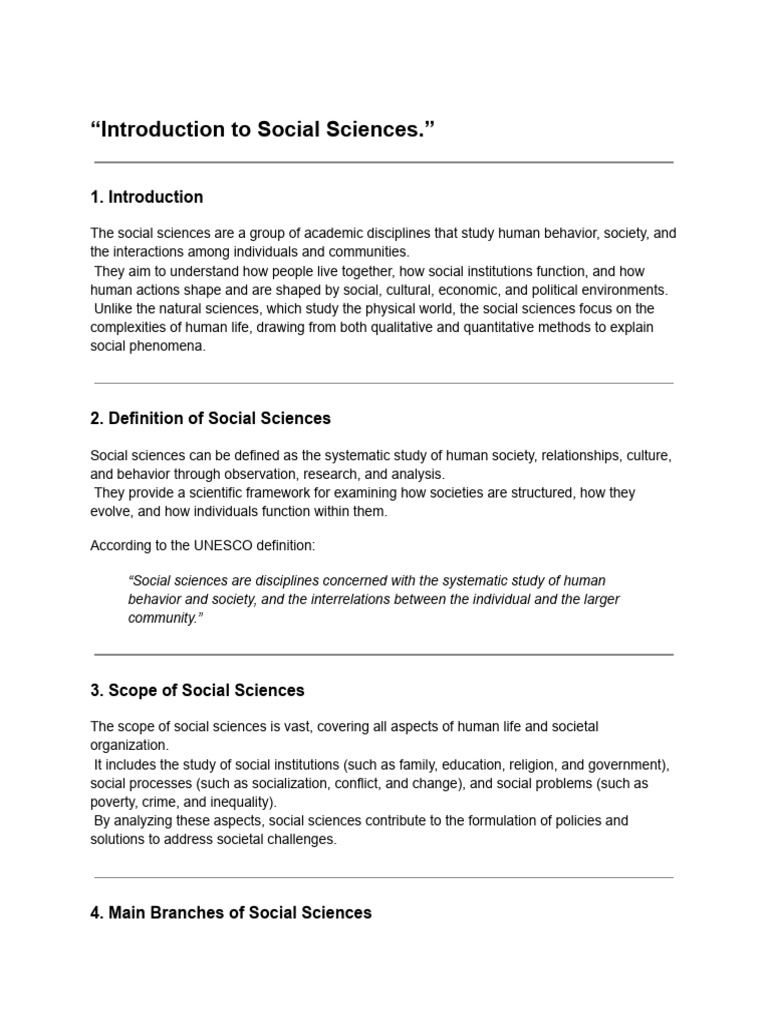 Overview of Social Sciences | PDF | Social Sciences | Science