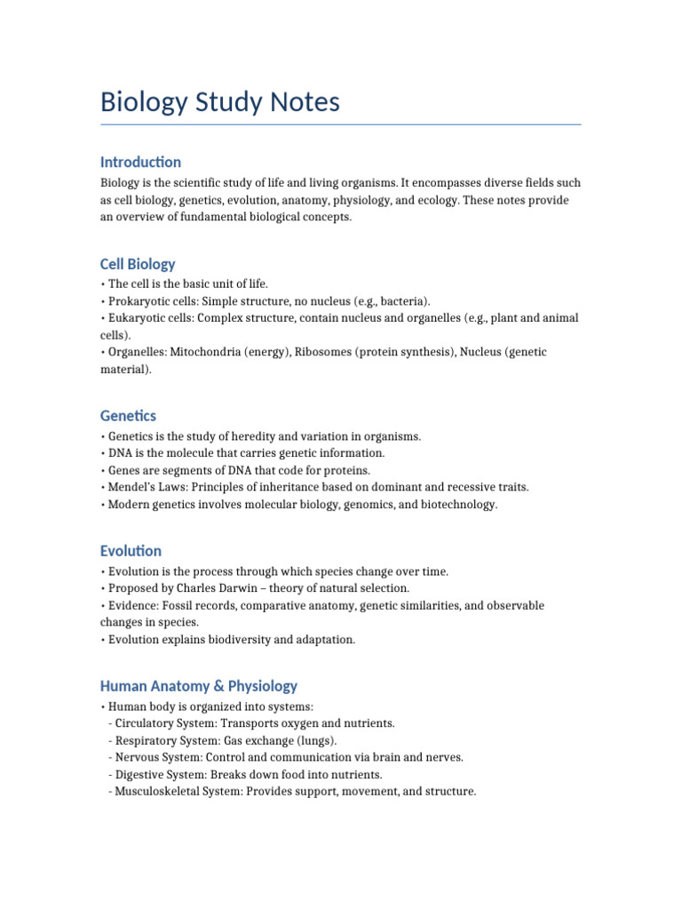 Overview of Biology Concepts | PDF