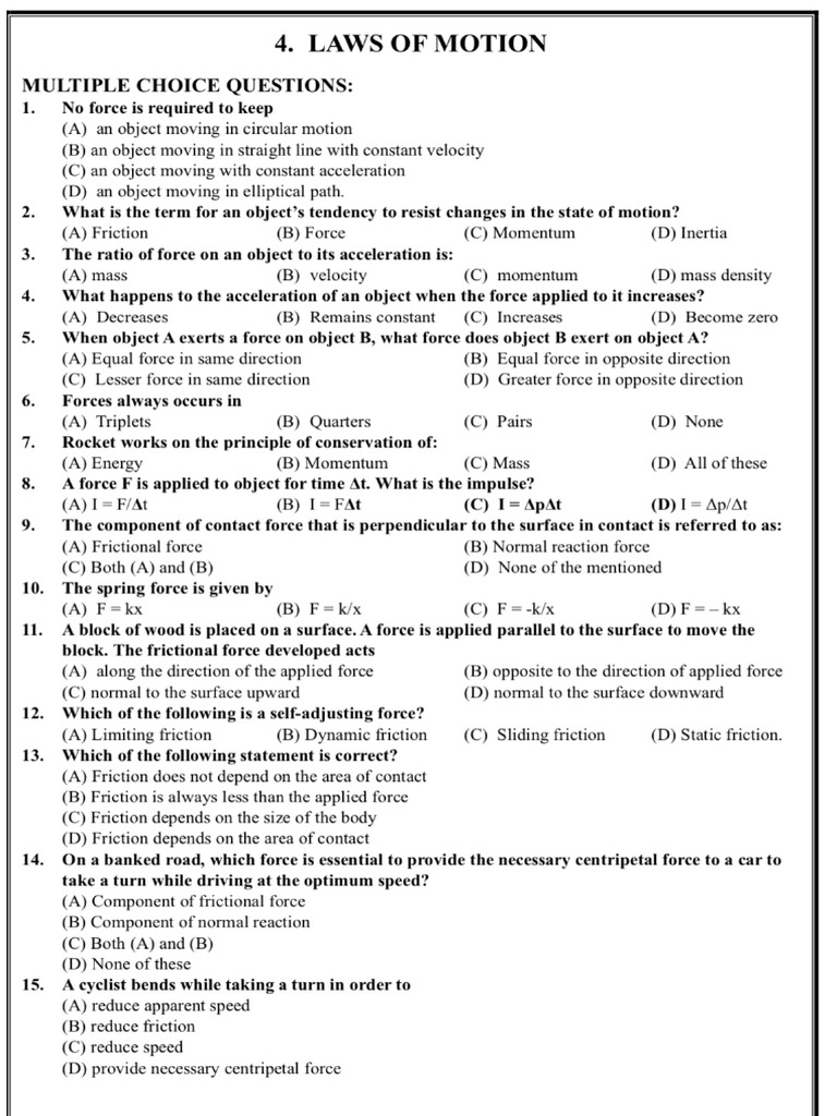 MCQ For Class Xi Physics (042) 2025 | PDF