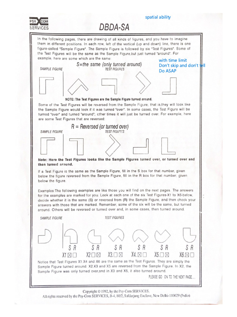 DBDA Response Booklet | PDF