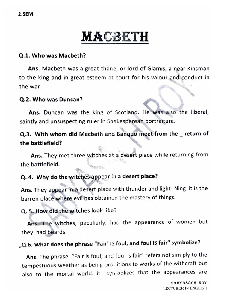 Macbeth Short | PDF