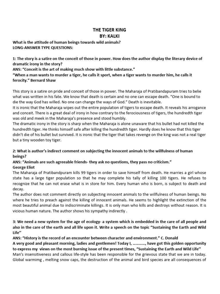 Values of Life in "The Tiger King" | PDF | Irony
