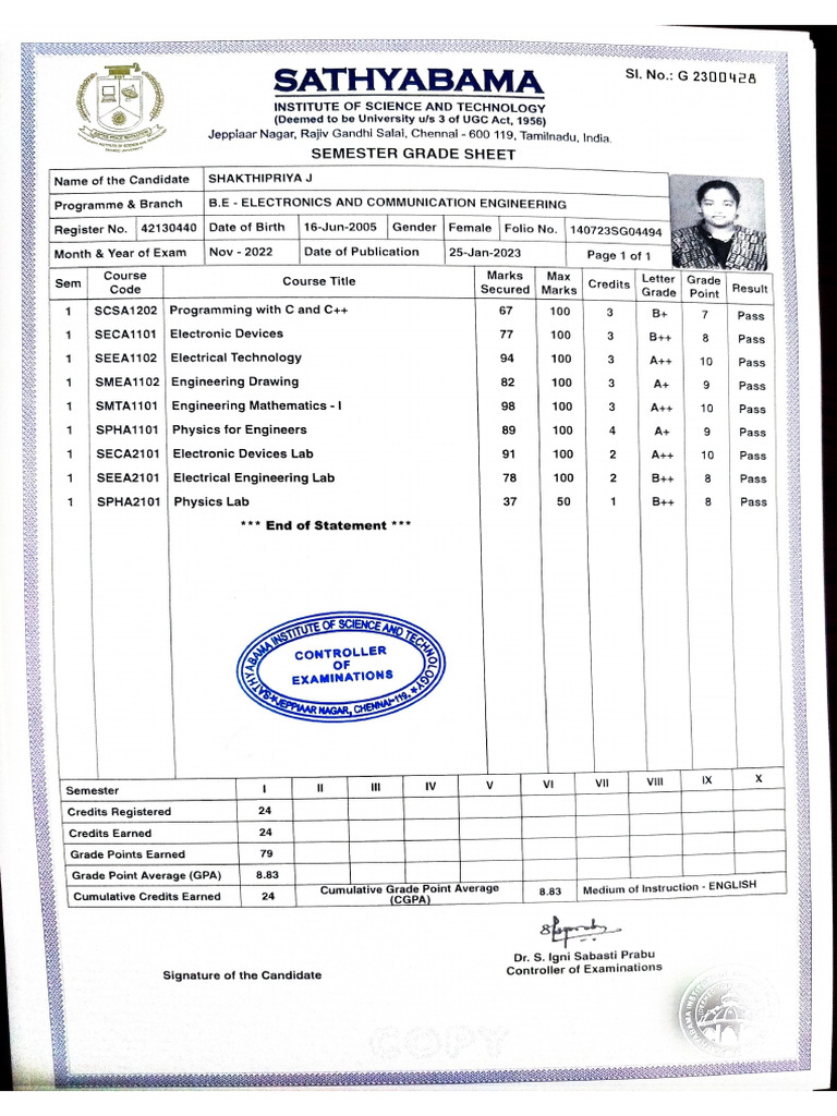 Sem Marksheet 4 | PDF