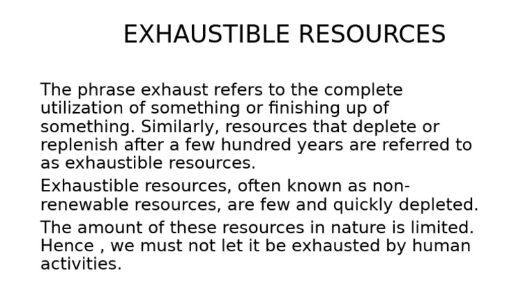 Exhaustible Resources | PDF