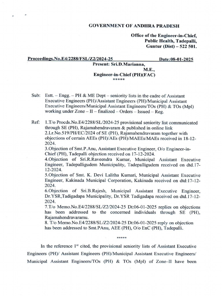 Finalized Seniority List for AEEs (PH) | PDF