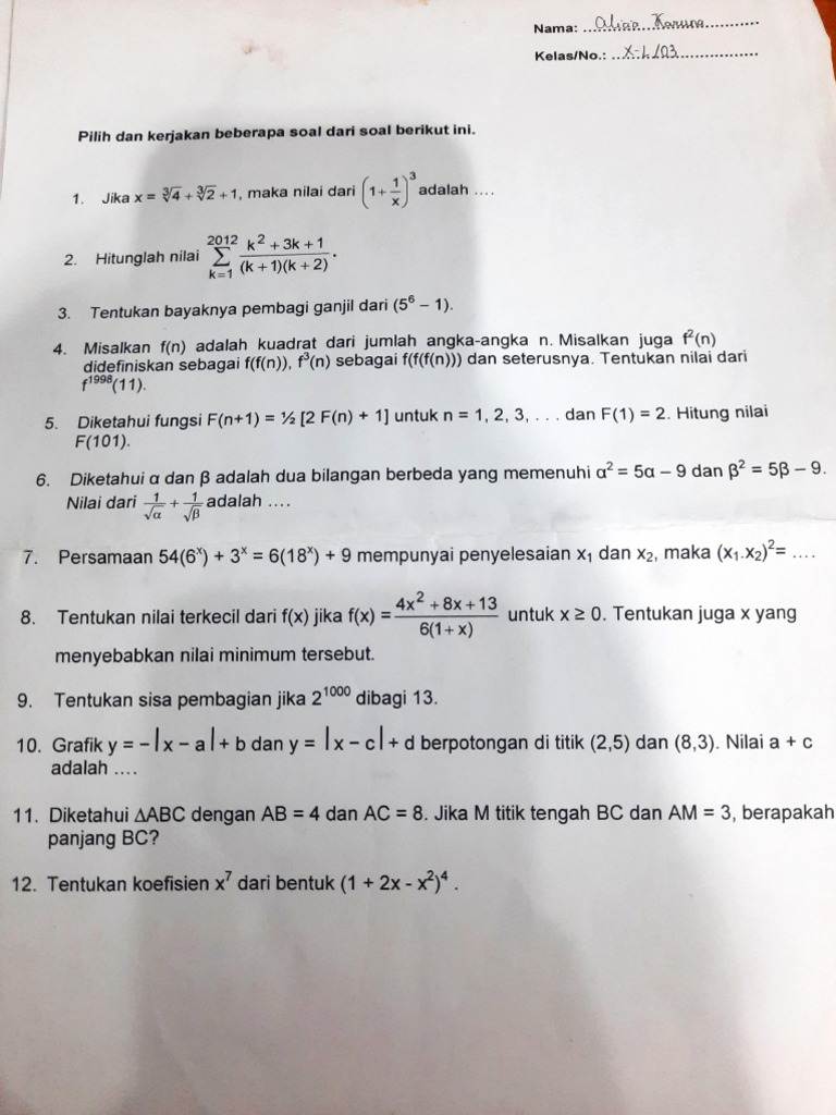 Soal Ekstra MAT | PDF