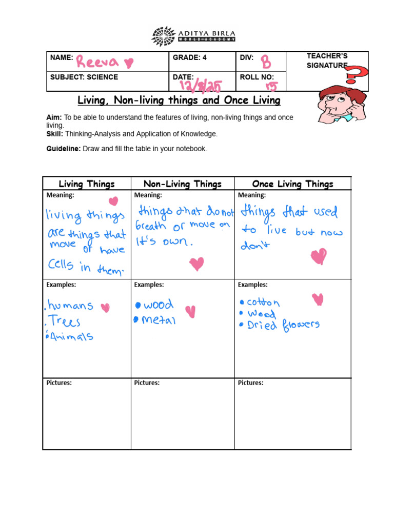 Living-Non Living Things and Once Living | PDF