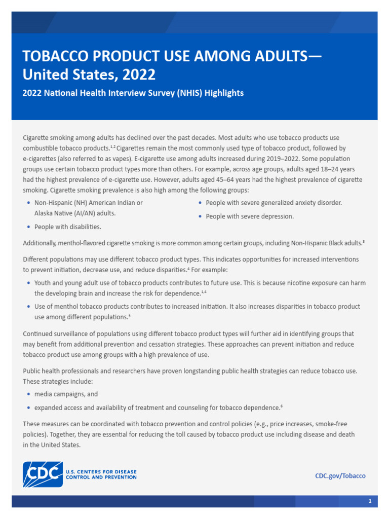 2022 Tobacco Use Trends in U.S. Adults | PDF | Electronic Cigarette ...