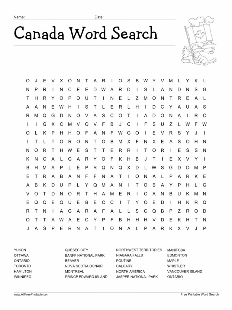 Canada Word Search | PDF