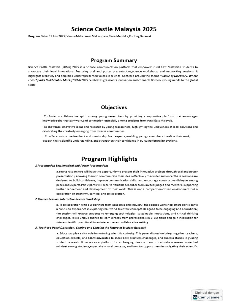 Science Castle Malaysia 2025 Event | PDF | Mentorship | Creativity