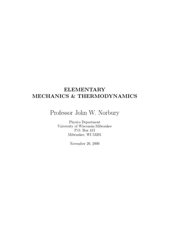 Elementary Mechanics and Thermodynamics | PDF | Physics | Velocity