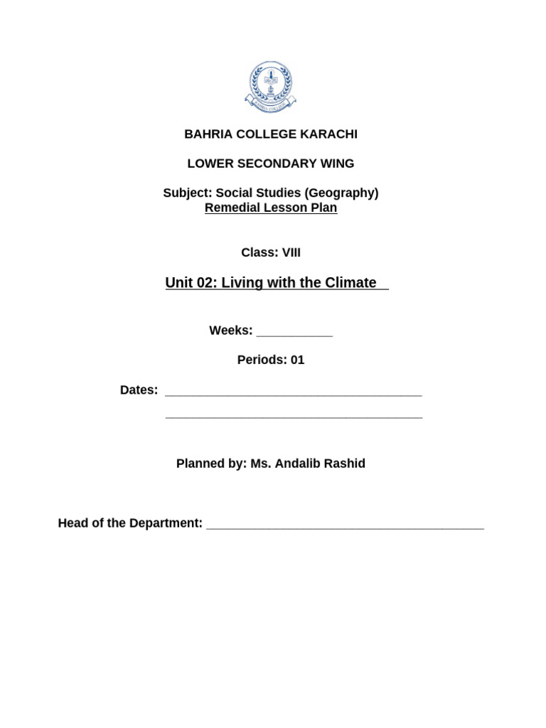 Remedial Model Lesson Plan | PDF | Climate Change | Greenhouse Gas