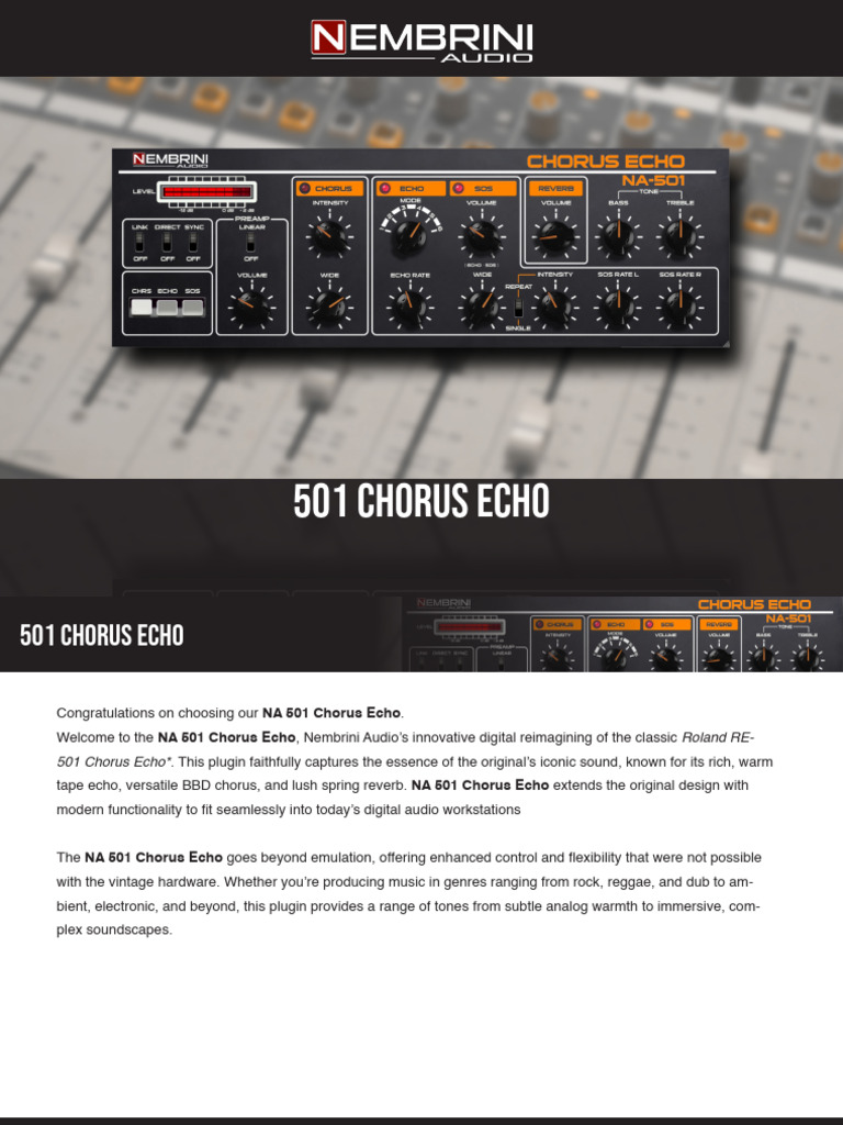 NA 501 Chorus Echo Plugin Overview | PDF | Sound Recording | Electrical ...