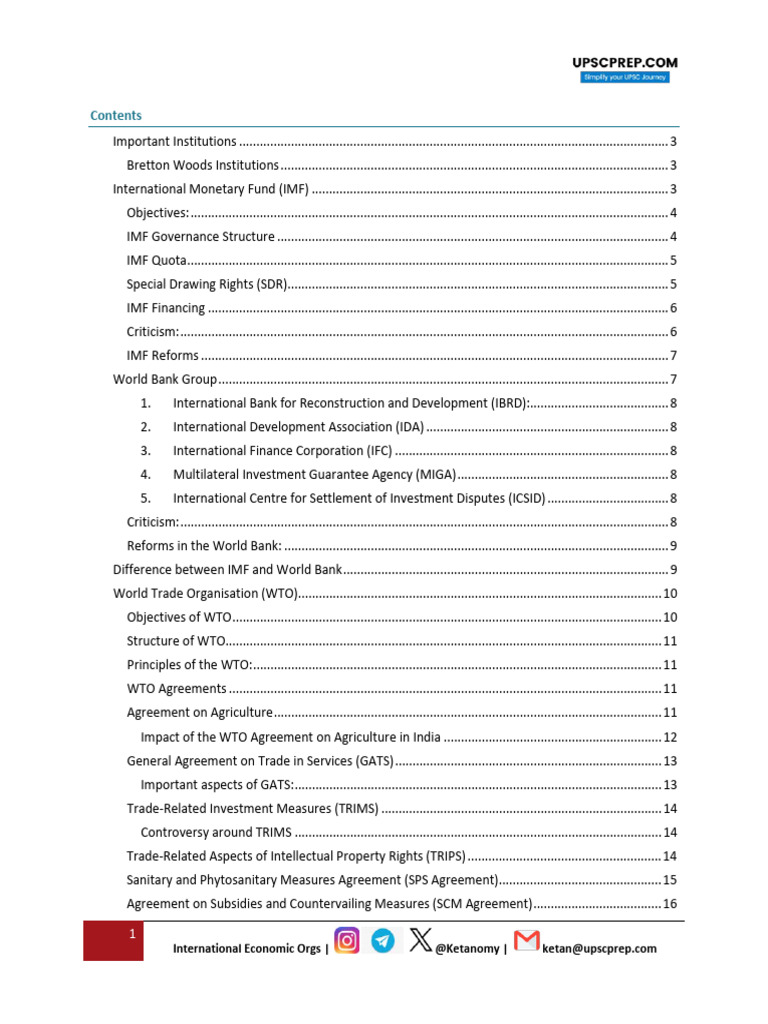 Overview of International Economic Organizations | PDF | Special ...
