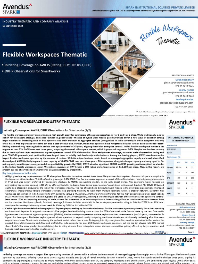 AWFIS Coverage & Smartworks Insights | PDF | Lease | Leasehold Estate
