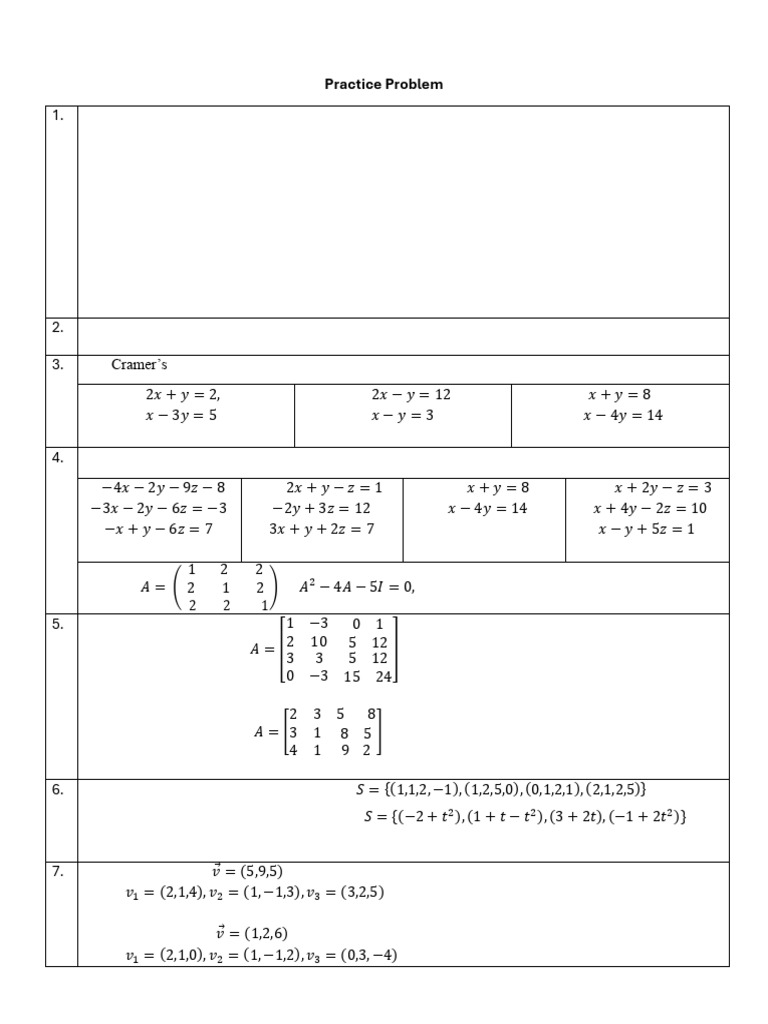 Matrix Types and Linear Equations Solutions | PDF | Matrix (Mathematics ...