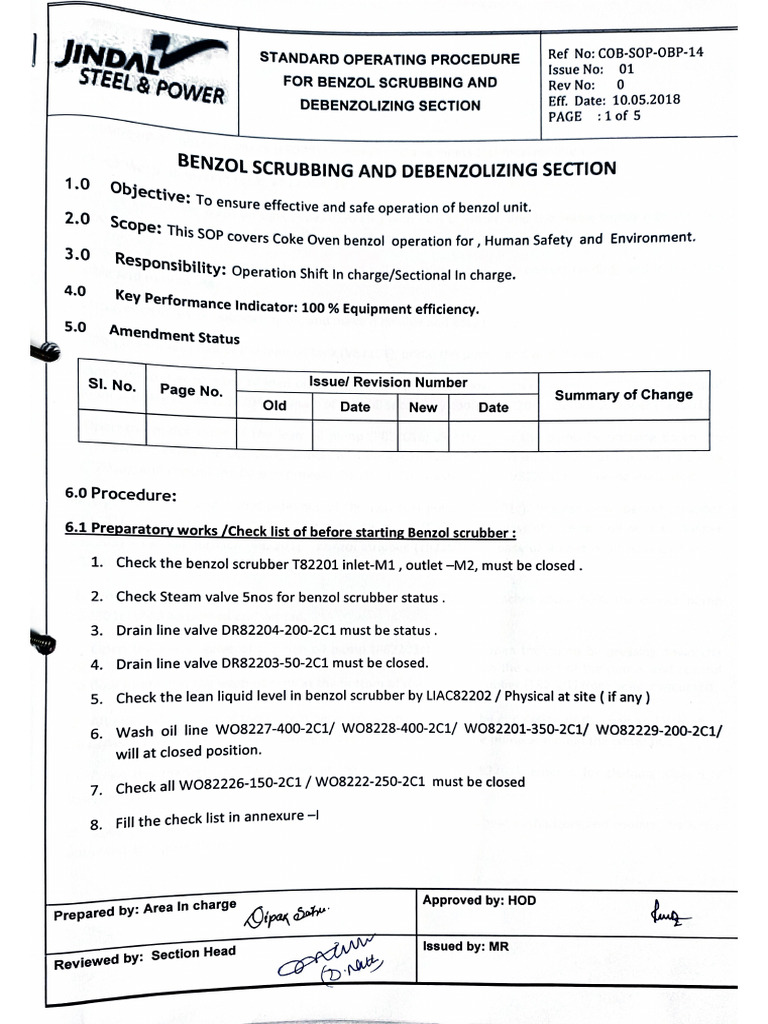 Sop of Benzol | PDF