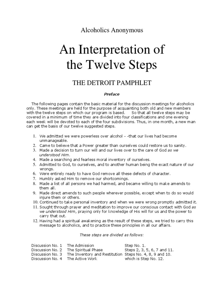 The Detroit Pamphlet-An Interpretation of The 12 Steps | PDF ...