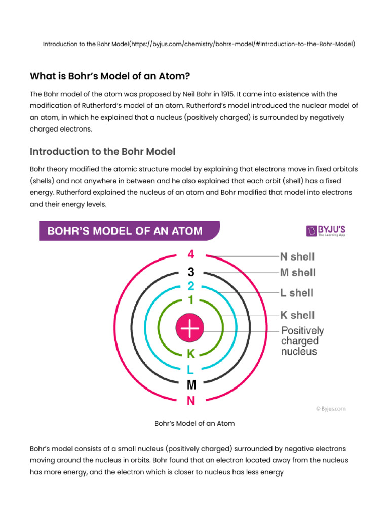 Chemistry Bohrs-Model | PDF | Atoms | Atomic Nucleus